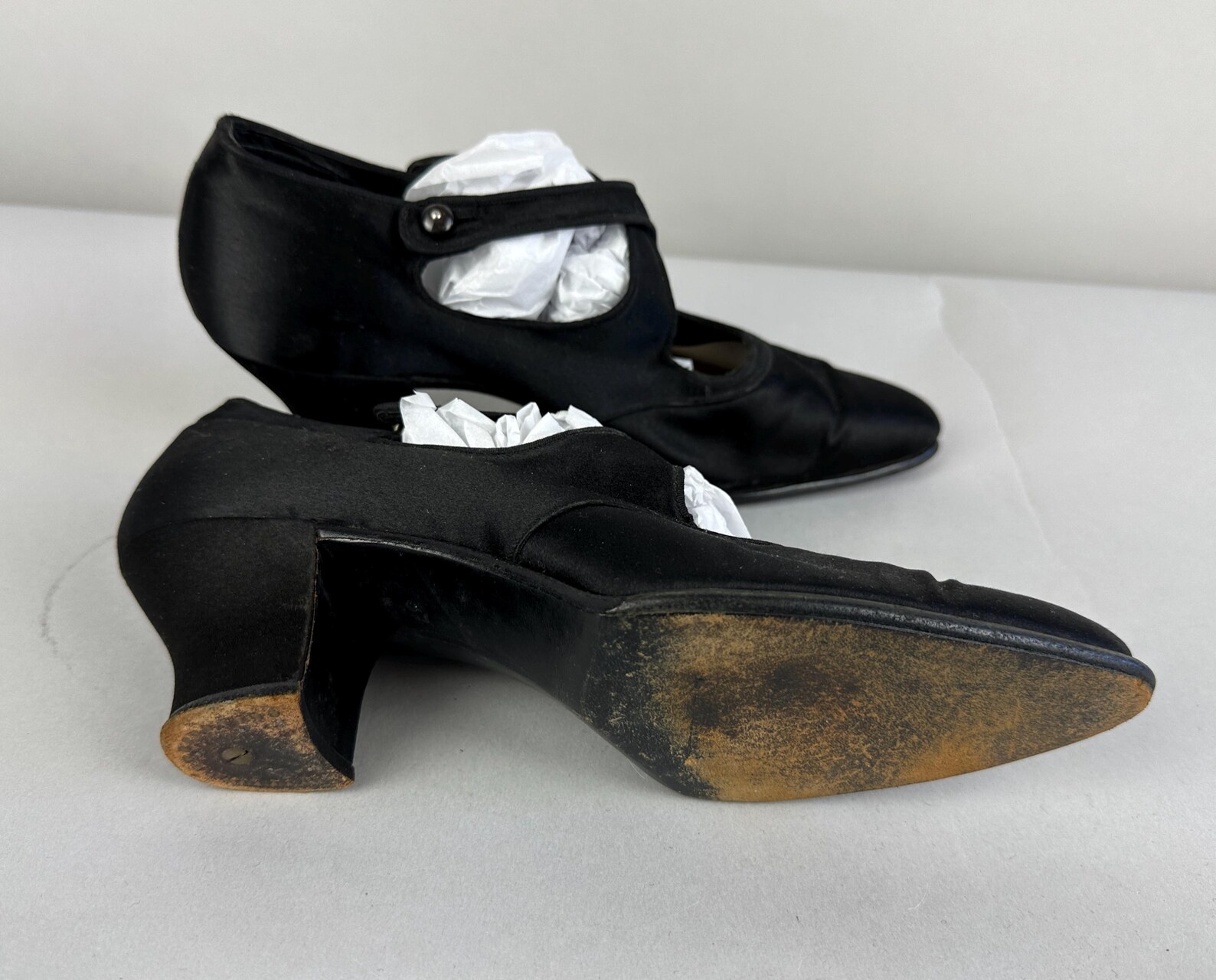 1920s Sassy Straps Mary Janes | Antique Vintage 20s Pointy Black Silk ...