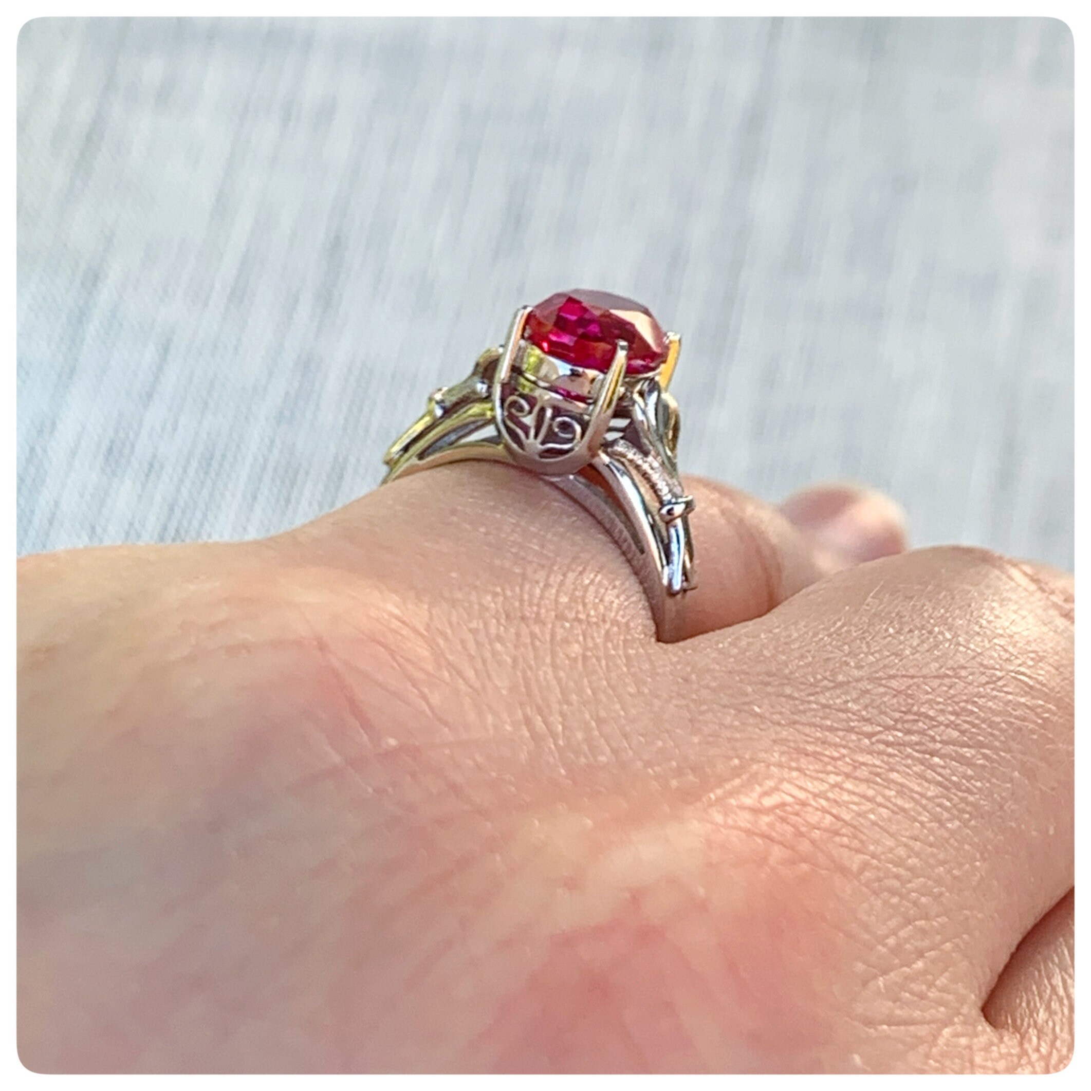Scintillating Oval Ruby Ring in 14K White Gold Filigree Size 6 - Etsy