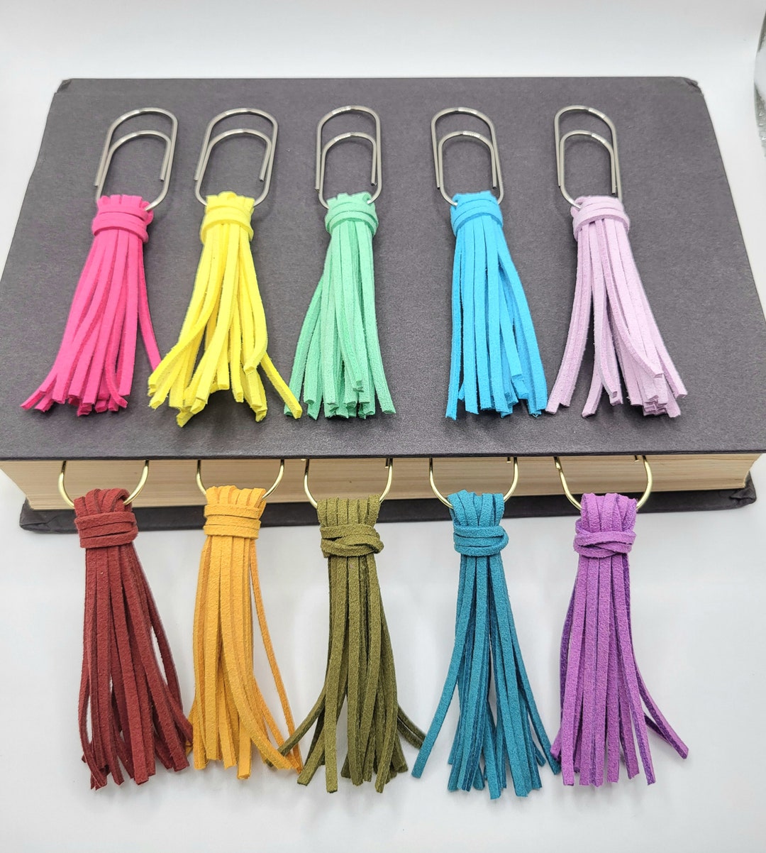 Jumbo Paperclip Faux Suede Tassel Bookmark - Mulitple Colors - Etsy