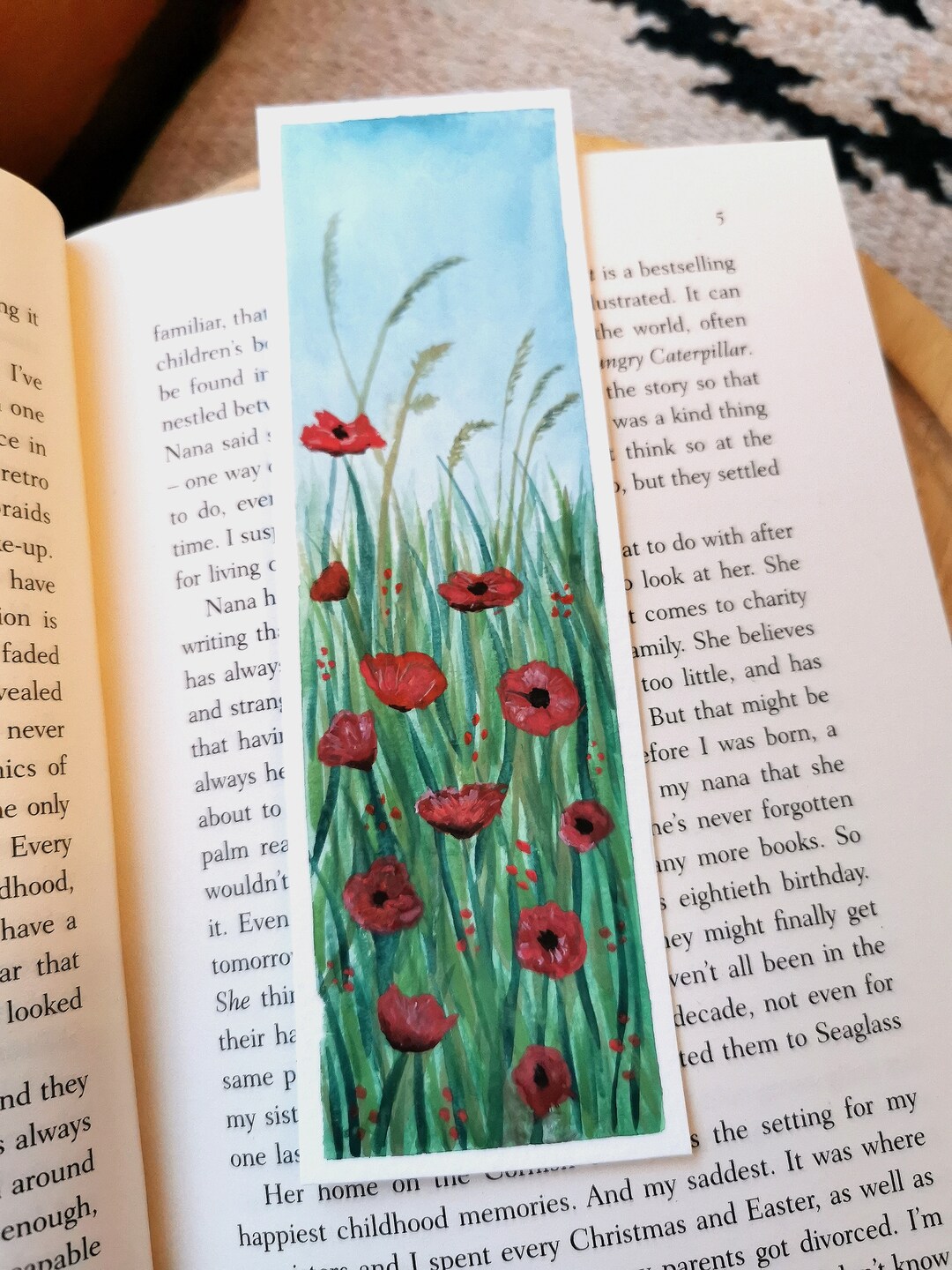 Poppy Gouache Bookmark | Art Print of Hand Painted Bookmark - Etsy