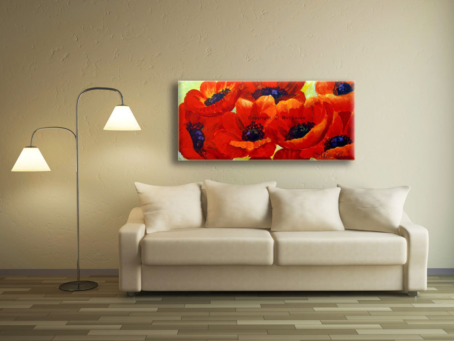 Large Wall Art, Extra Large Wall Art, Red Floral Canvas Art, Red ...