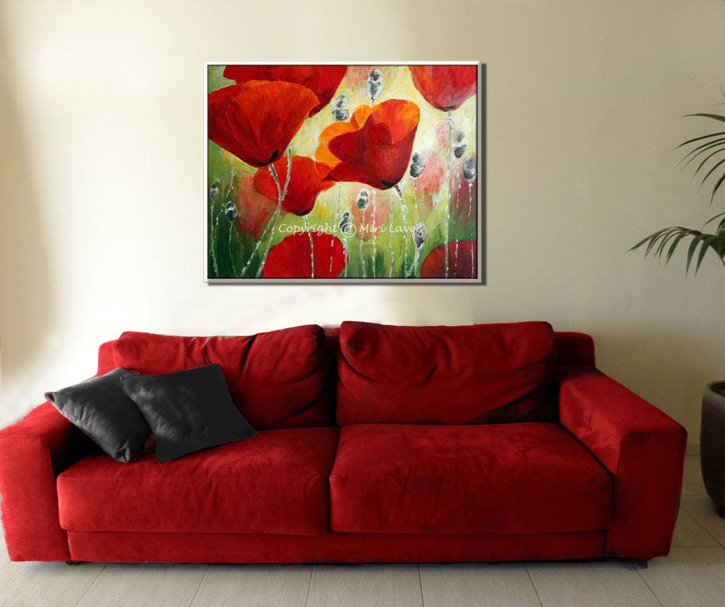 Living Room Art Red Home Decor Flower Painting Abstract - Etsy Israel