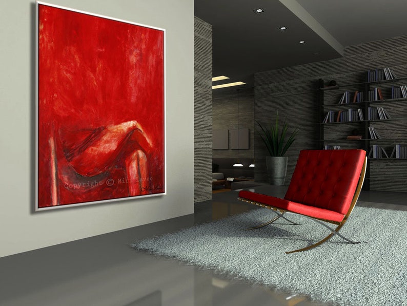 Canvas Wall Art Painting Red Painting Abstract Figure | Etsy