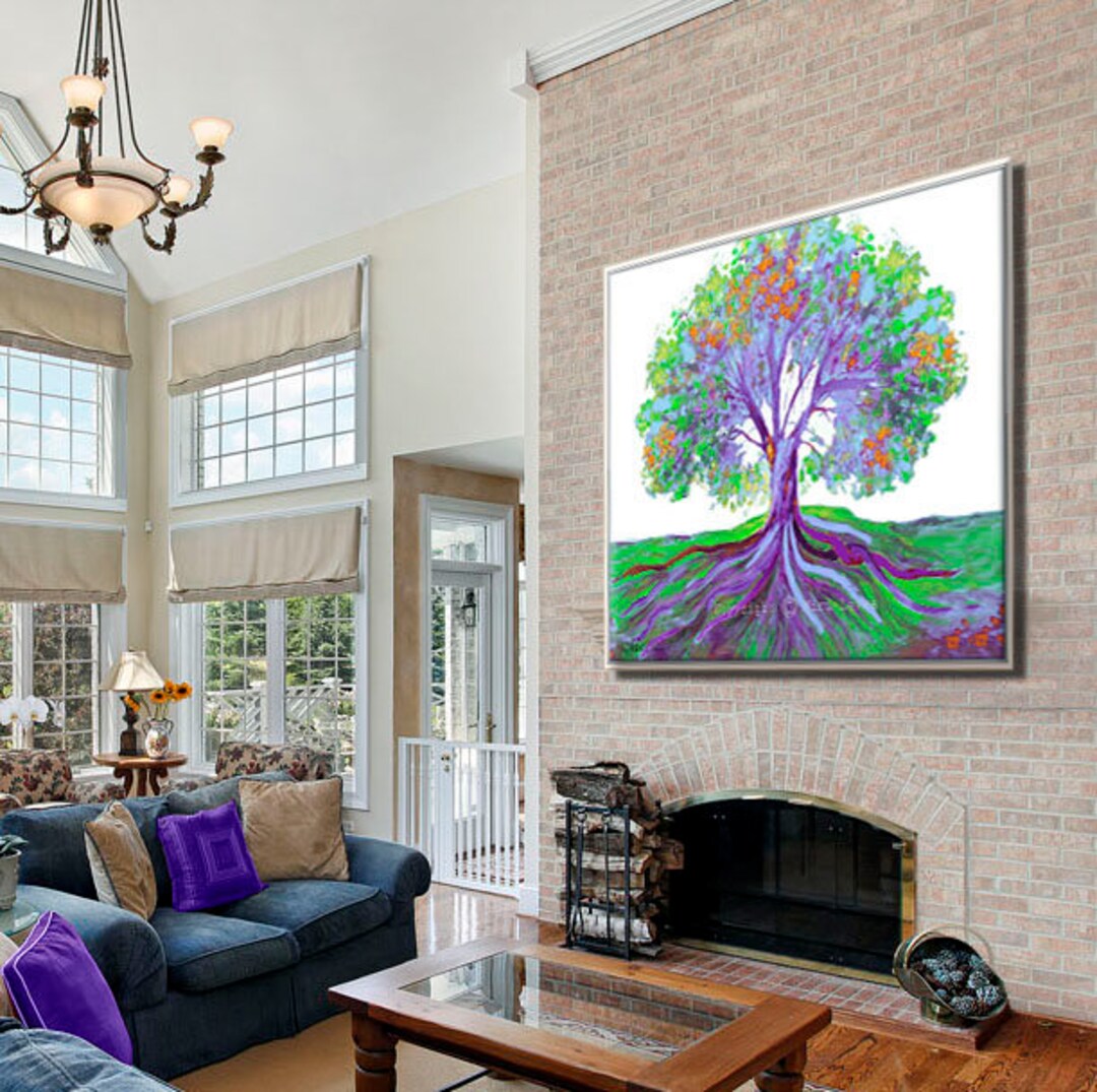 Tree Wall Art, Large Landscape Art, Modern Living Room Art Print ...