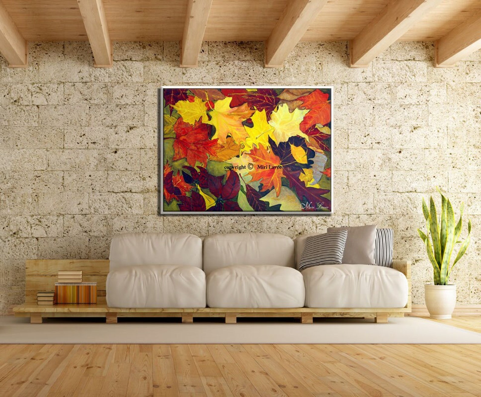 Abstract Maple Tree Leaves Painting, Large Oil Painting, Leaf Painting ...