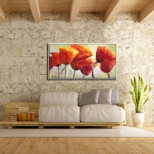 Extra Large Wall Art, Extra Large Painting, Red Painting, Flowers ...