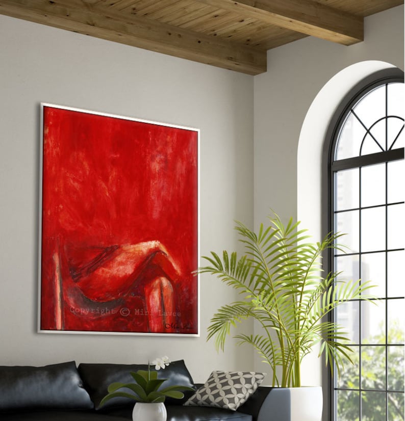 Canvas Wall Art Painting Red Painting Abstract Figure | Etsy