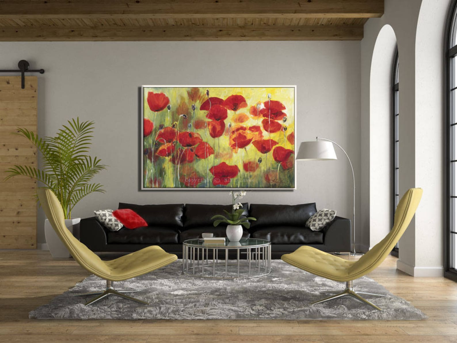 Modern Canvas Art, Flower Canvas Art, Red Flowers Art, Large Canvas ...