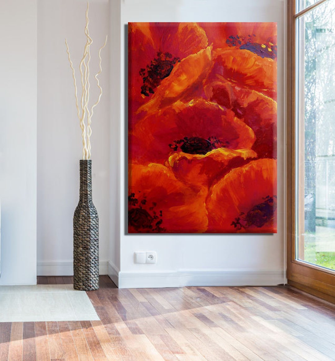 Large Wall Art Canvas Painting, Flower Painting, Flower Wall Art, Oil ...