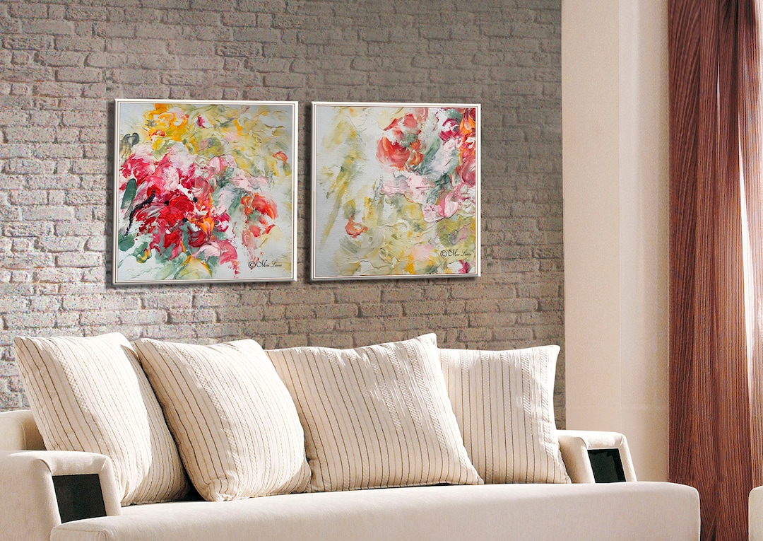 Set of 2 Abstract Wall Art, Colorful Canvas Print, Contemporary Living ...