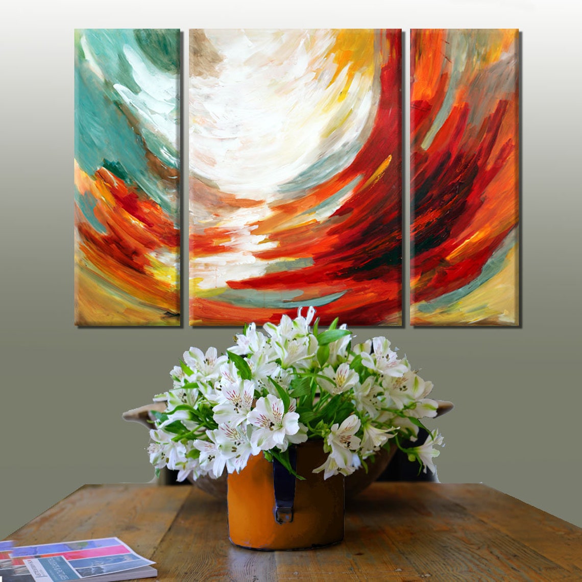 3 Piece Abstract Painting on Canvas Multi Panel Painting | Etsy