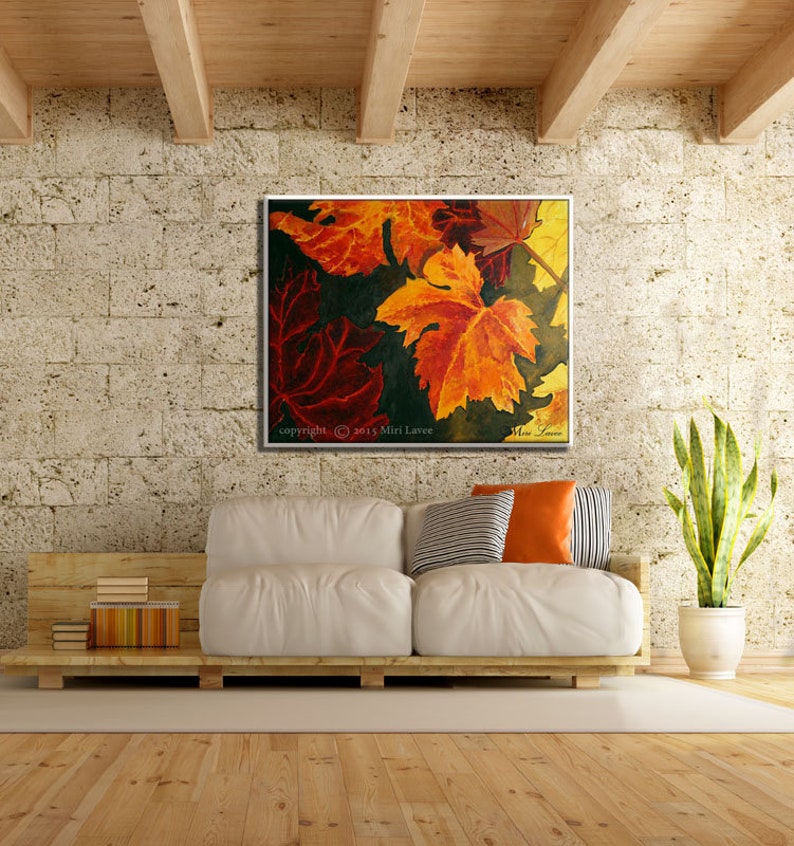 Extra Large Wall Art Abstract Autumn Leaves Wall Art Nature | Etsy