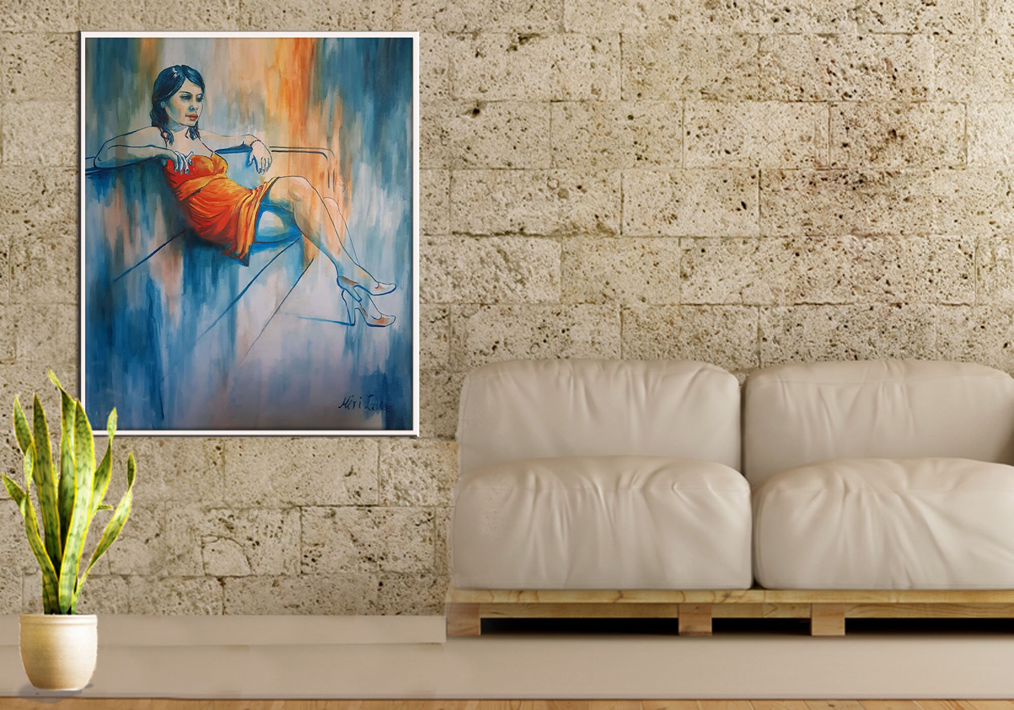 Extra Large Woman Oil Painting on Canvas, Large Living Room Painting ...