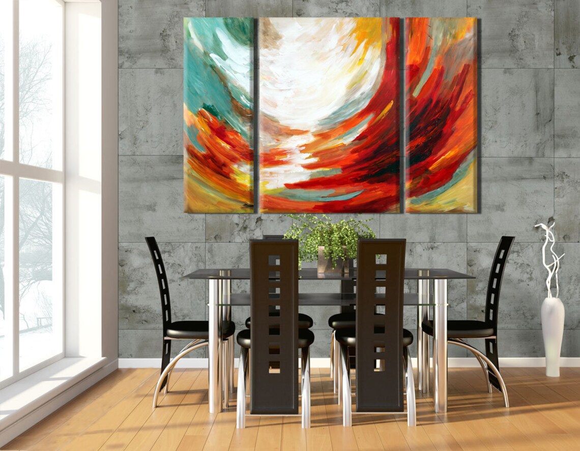 3 Piece Abstract Painting on Canvas Multi Panel Painting - Etsy