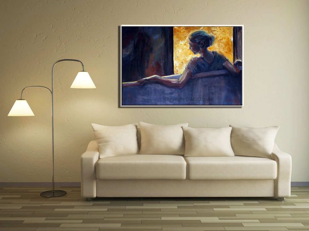 Blue Painting, Woman Painting, Large Living Room Painting, Female ...