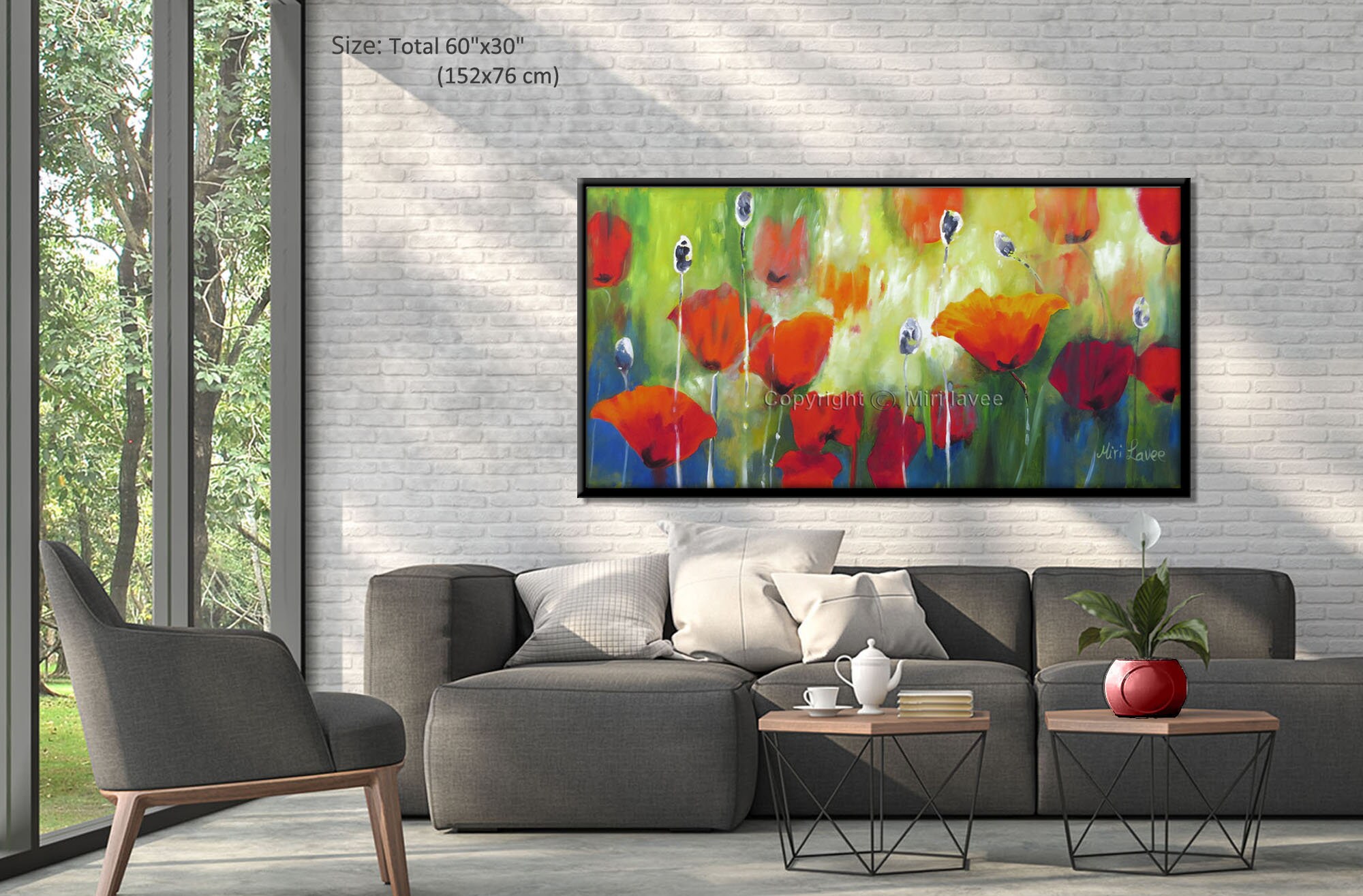 Living Room Painting Extra Large Painting Red Poppy - Etsy