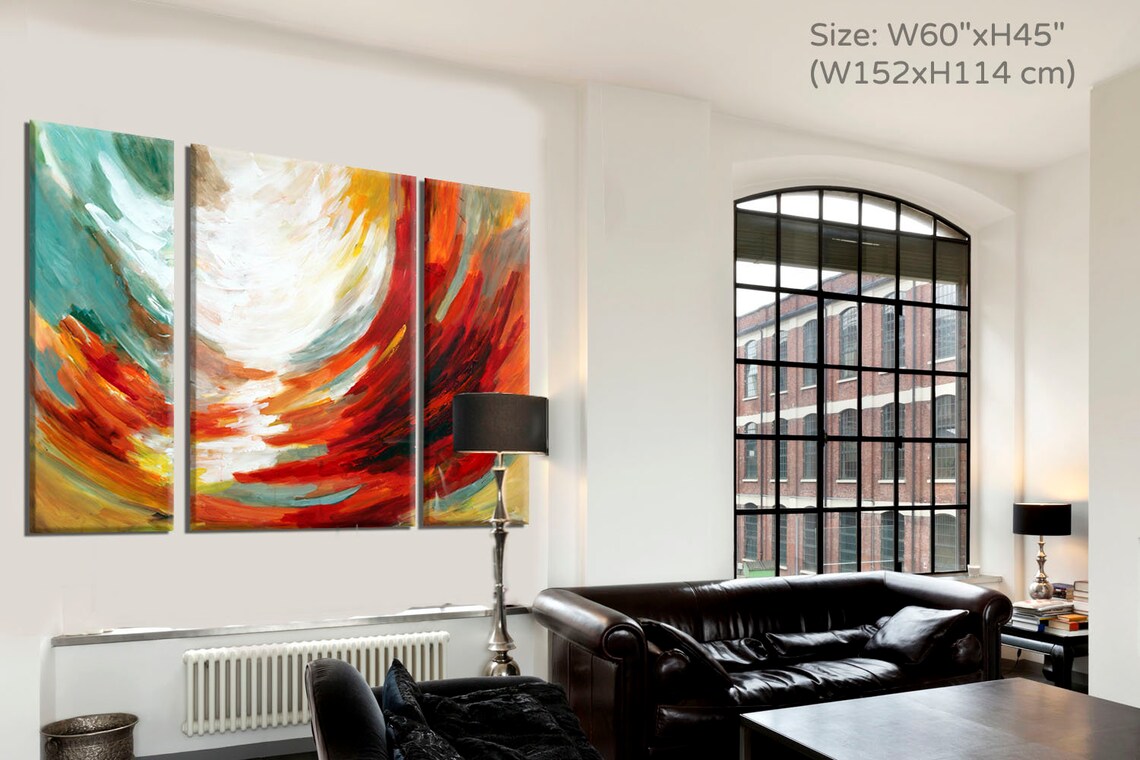 3 Piece Abstract Painting on Canvas Multi Panel Painting - Etsy