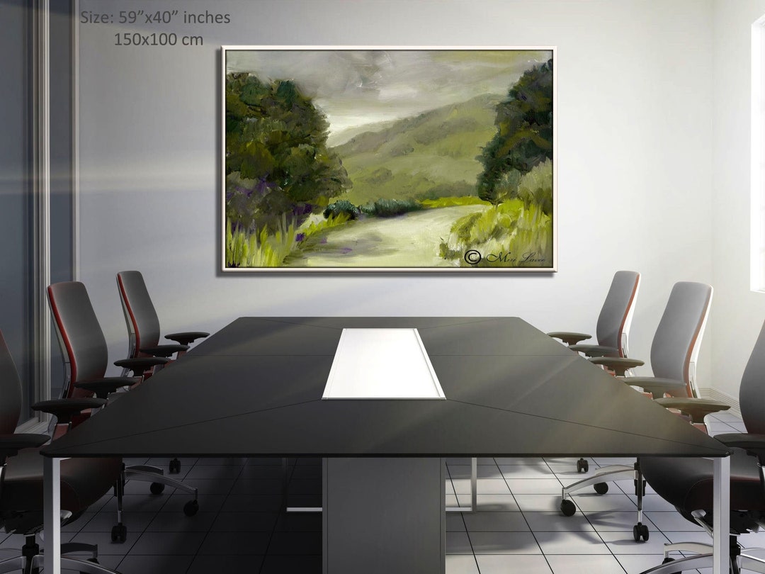 Landscape Painting, Large Wall Art for Office, Original Oil Paintings ...
