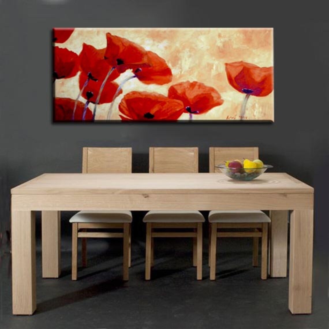 Extra Large Wall Art, Red Flower Painting, Huge Painting, Large Canvas ...