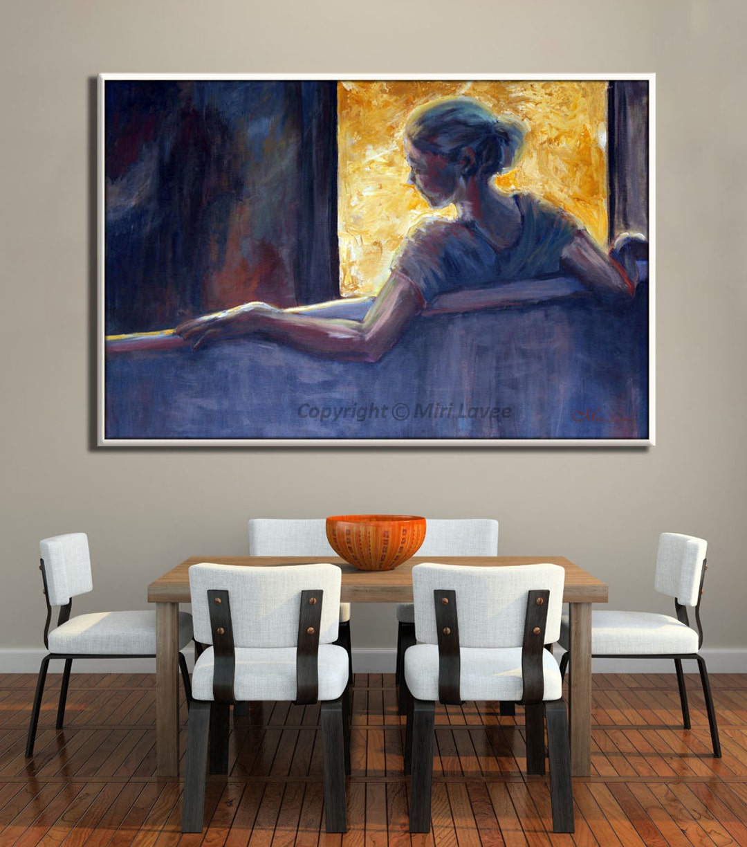 Blue Painting, Woman Painting, Large Living Room Painting, Female ...