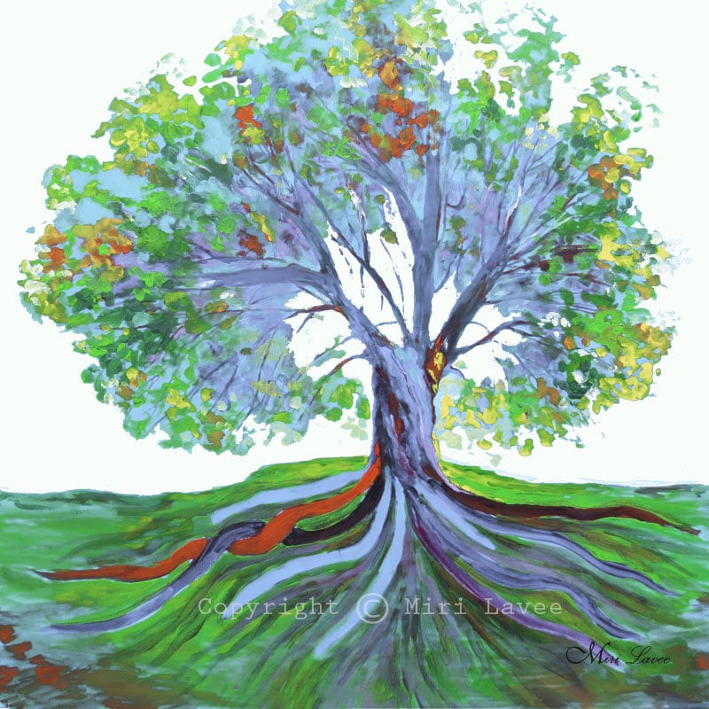Tree Painting, Office Painting, Colorful Painting, Large Wall Art ...