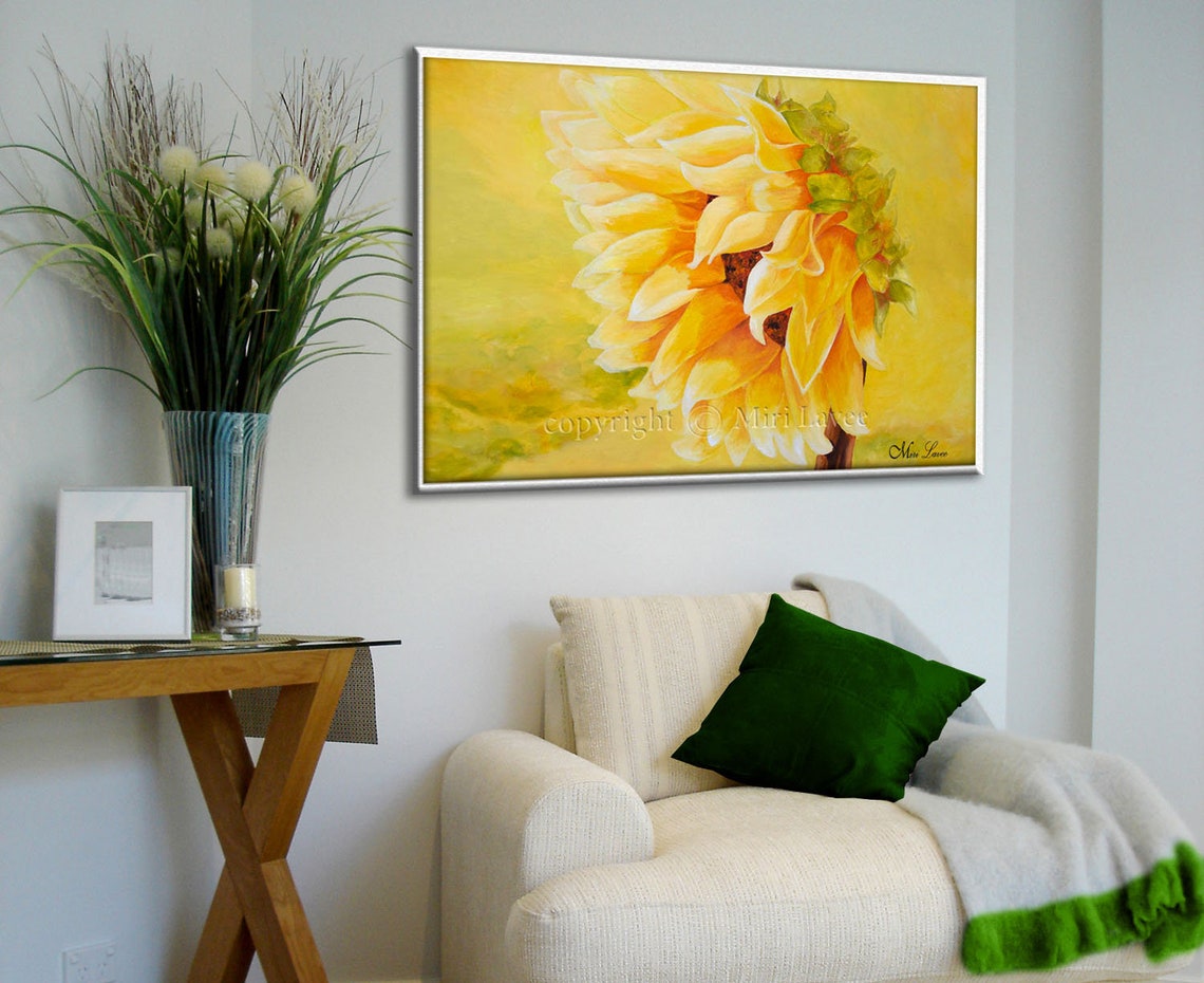 Large Sunflower Decor Modern Flower Art Print Sunflower | Etsy