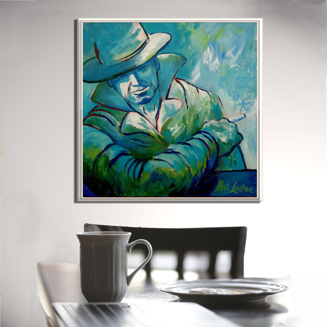 Large Living Room Painting on Canvas, Man Painting, Masculine Wall Art ...