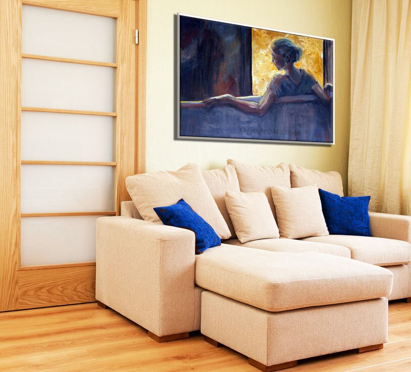 Blue Painting Woman Painting Large Living Room Painting - Etsy