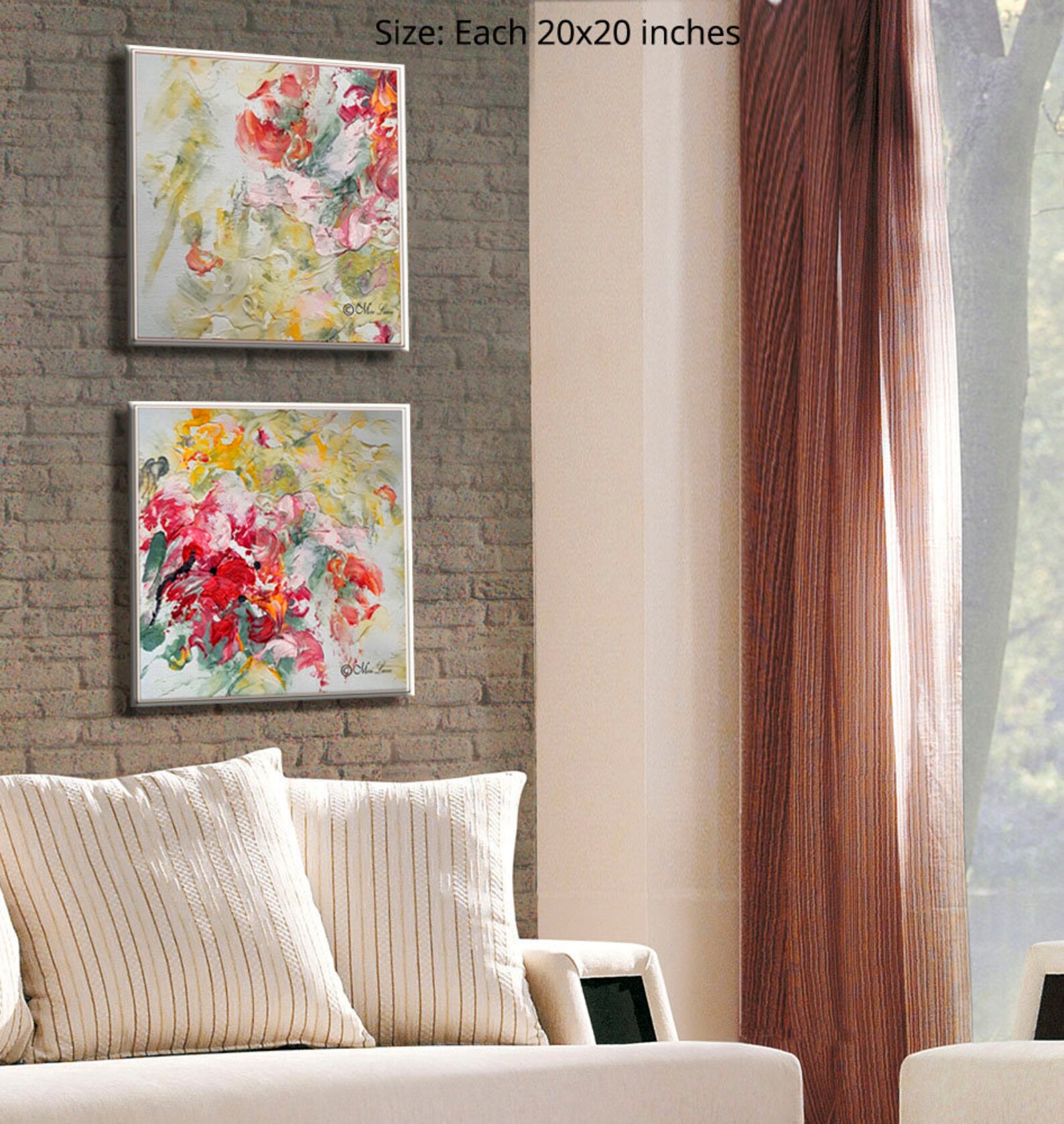 Vertical Wall Art Set of 2 Abstract Canvas Art Print - Etsy