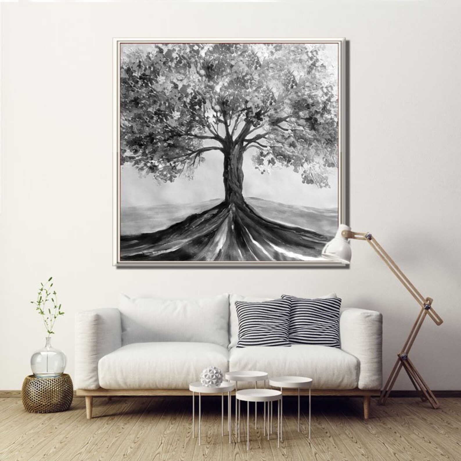 Extra Large Tree Wall Art Black White Tree Painting Print - Etsy
