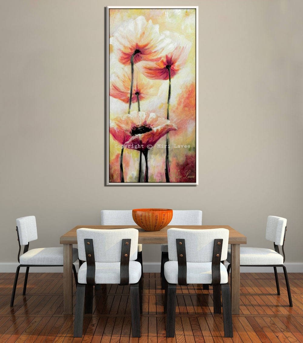 Long Narrow Flowers Painting on Canvas, Vertical Nature Painting in ...