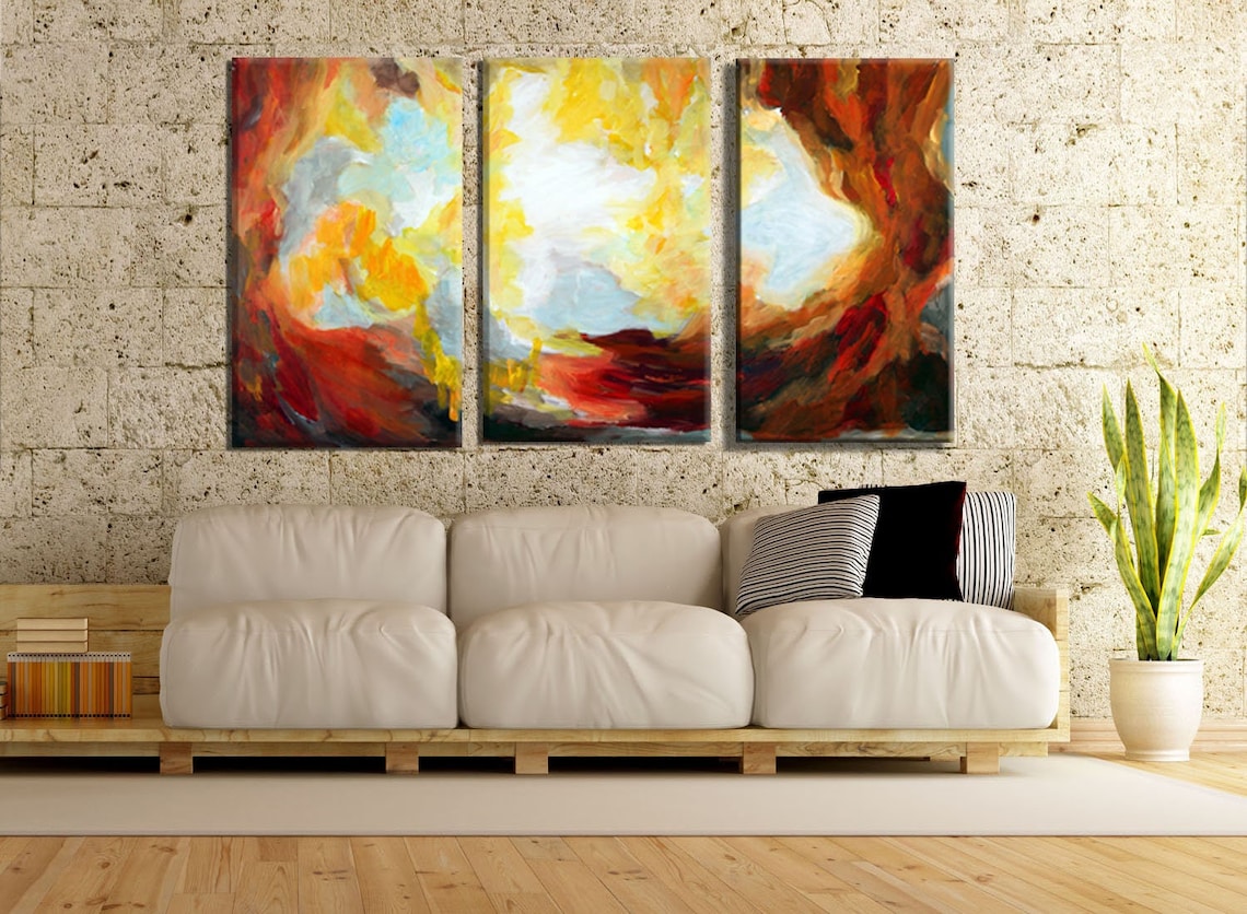 3 Piece Abstract Wall Art Large Nature Canvas Art Set Sky - Etsy