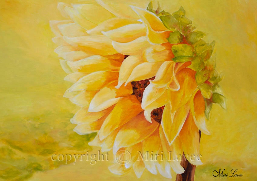 Large Sunflower Decor Modern Flower Art Print Sunflower - Etsy
