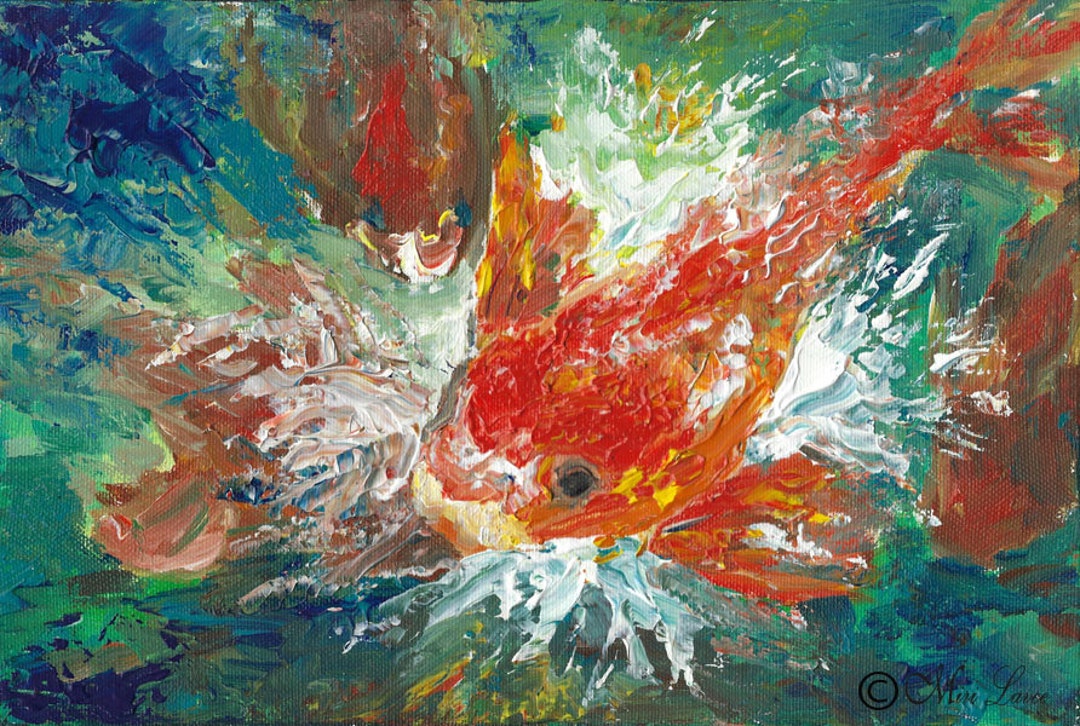 Colorful Fish Painting, Small Original Painting on Canvas, Small Living ...