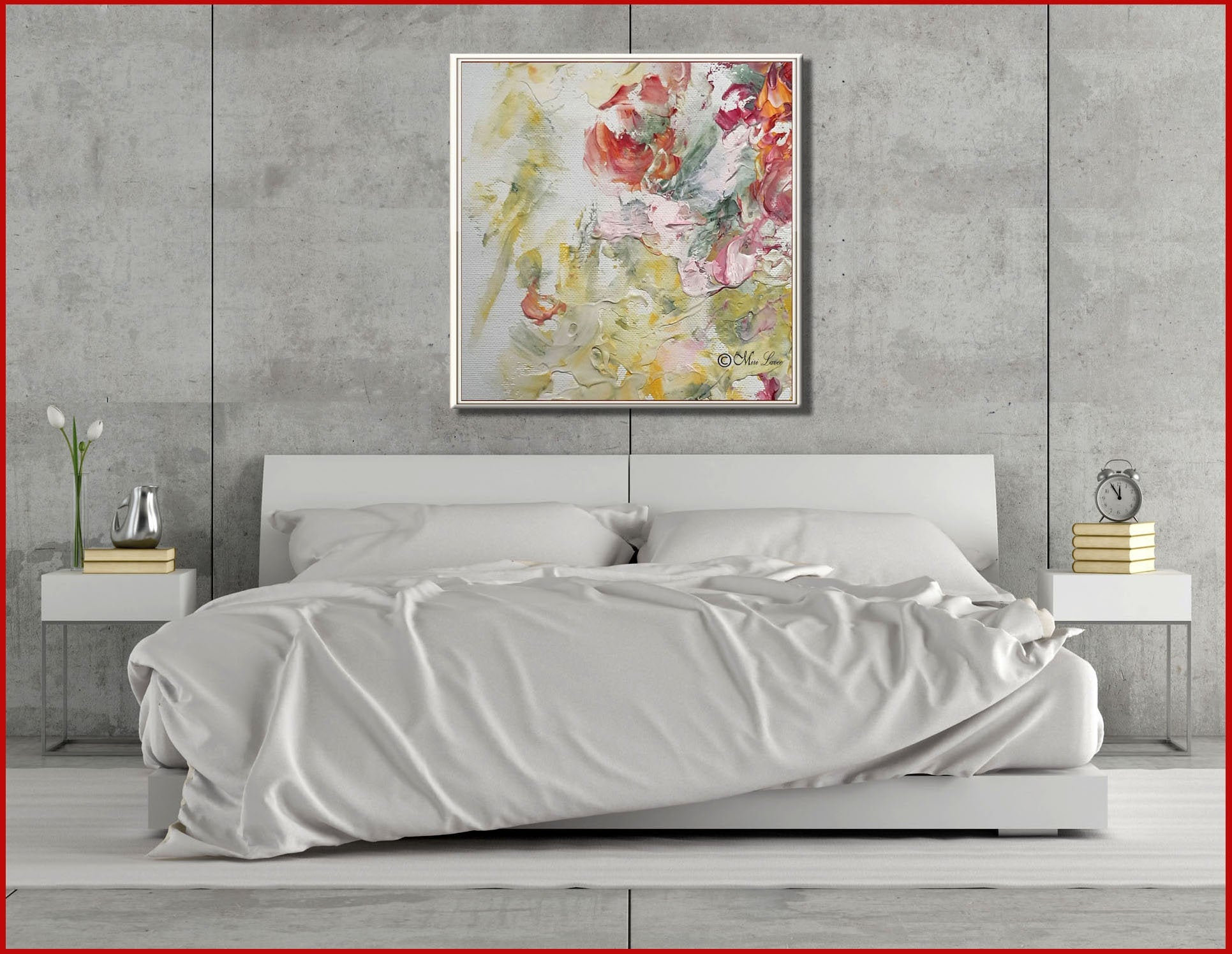 Modern Abstract Bedroom Painting, Bright Abstract Art Painting Large ...