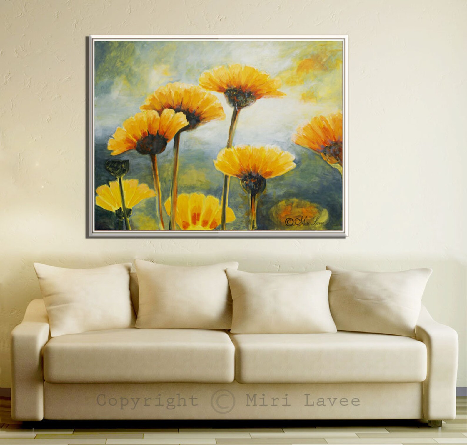 Flower Wall Art, Living Room Wall Art, Large Wall Art, Living Room Art ...