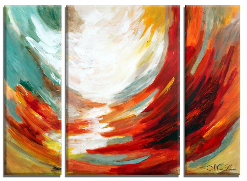 3 Piece Abstract Painting on Canvas, Multi Panel Painting, Fine Art ...