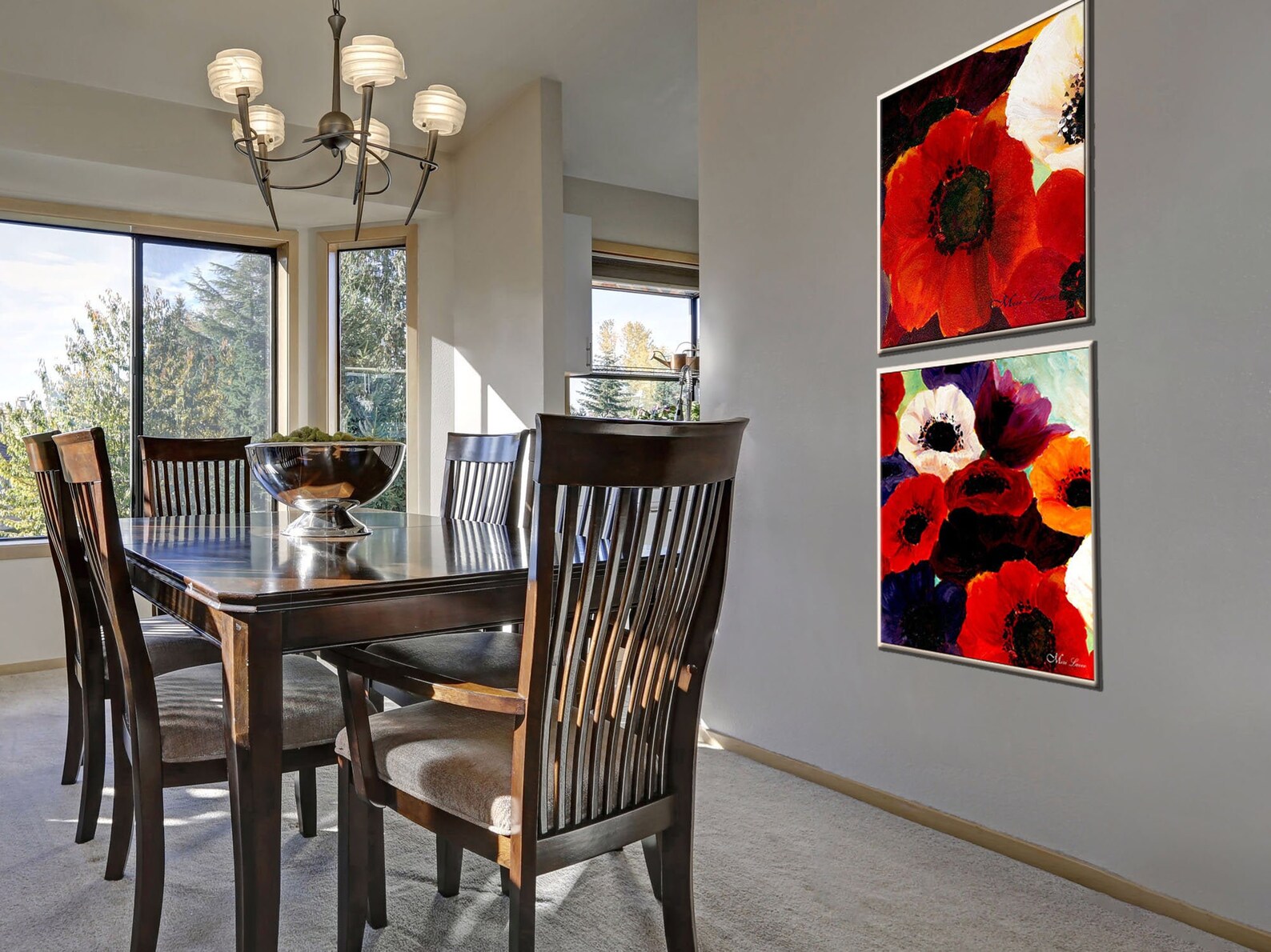 Set of 2 Paintings of Flowers, Colorful Painting Set, Floral Painting ...