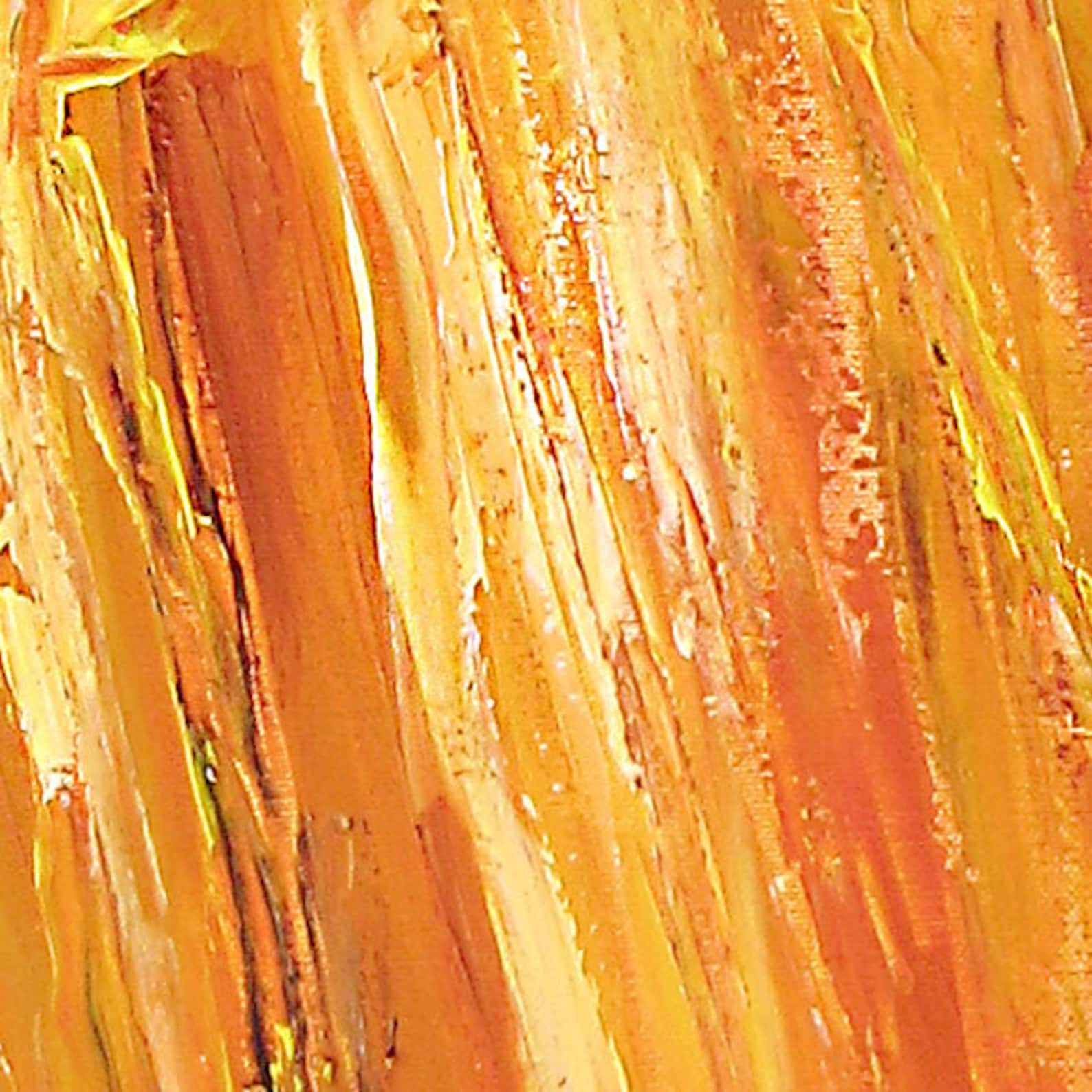Vertical Wheat Field Painting on Canvas, Yellow and Brown Landscape ...