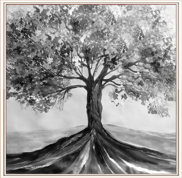Extra Large Tree Wall Art, Black White Tree Painting Print, Living Room ...