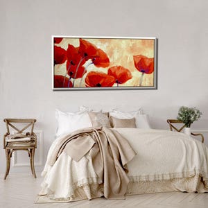 Extra Large Wall Art, Red Flower Painting, Huge Painting, Large Canvas ...