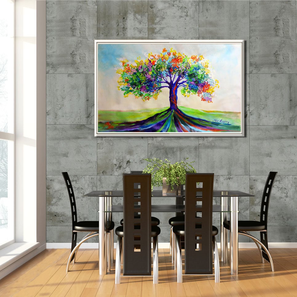 Colorful Large Tree Wall Art for Living Room Decor, Bedroom Large Tree ...
