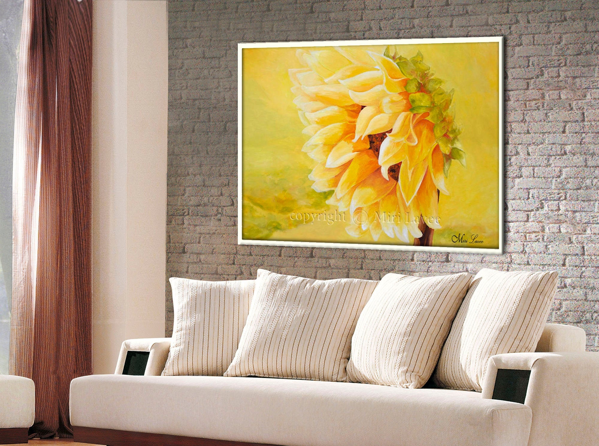 Large Sunflower Decor Modern Flower Art Print Sunflower | Etsy