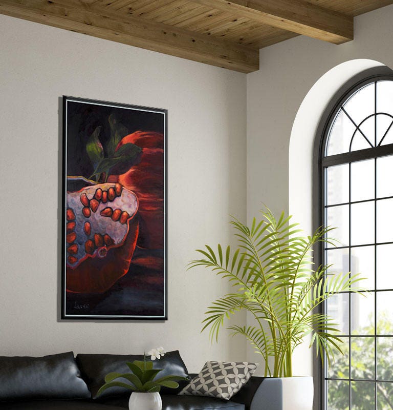 Large Vertical Still Life Art for Living Room, Fruit Art, Tall ...