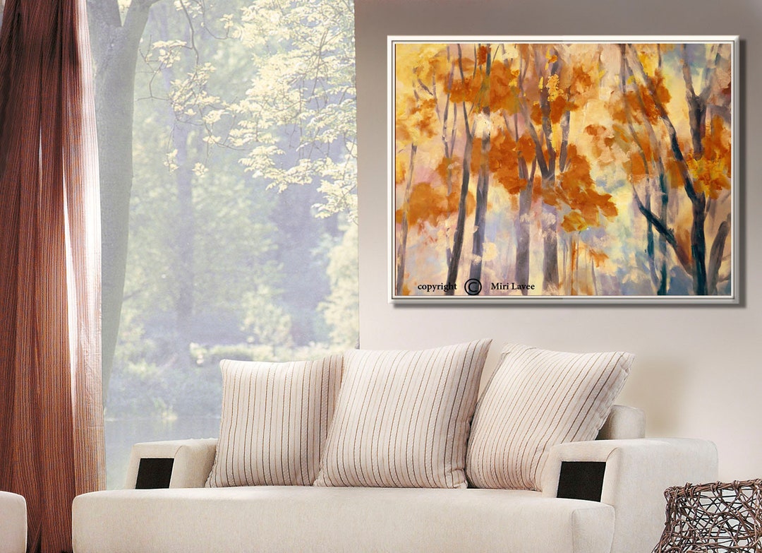 Large Landscape Wall Art, Autumn Painting Print, Fall Trees Canvas Art ...