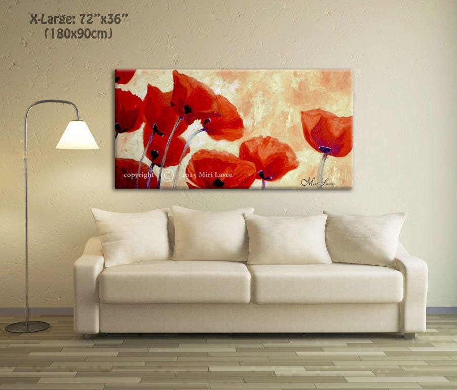 Extra Large Wall Art Red Flower Painting Huge Painting - Etsy