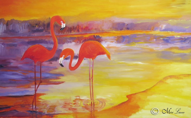 Birds Wall Art Flamingo Wall Art Animals Painting Print - Etsy