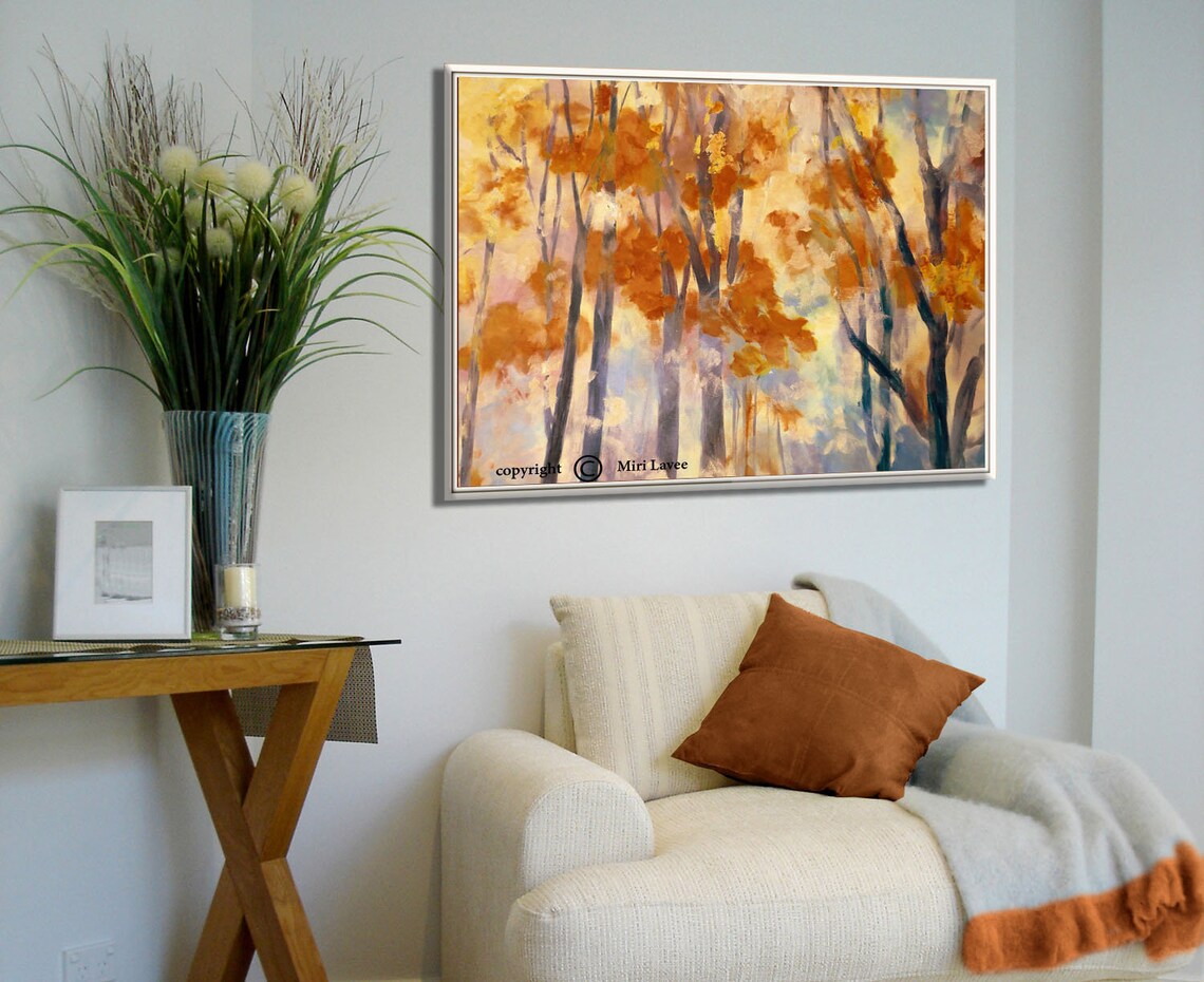 Extra Large Fall Landscape Oil Painting on Canvas, Original Forest at ...