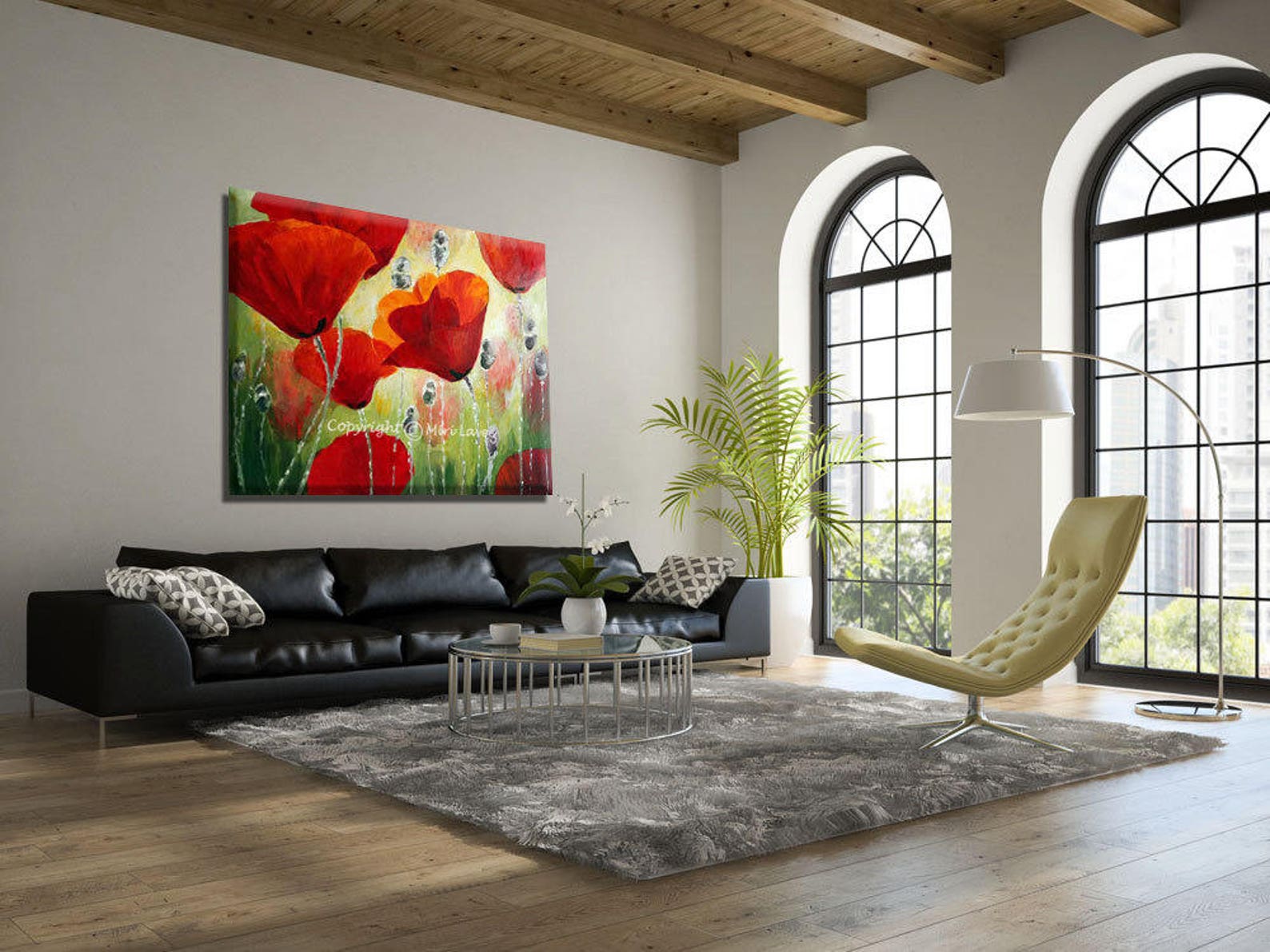 Oil Painting Flowers, Red Wall Decor, Decorative Art Red Painting, Oil ...