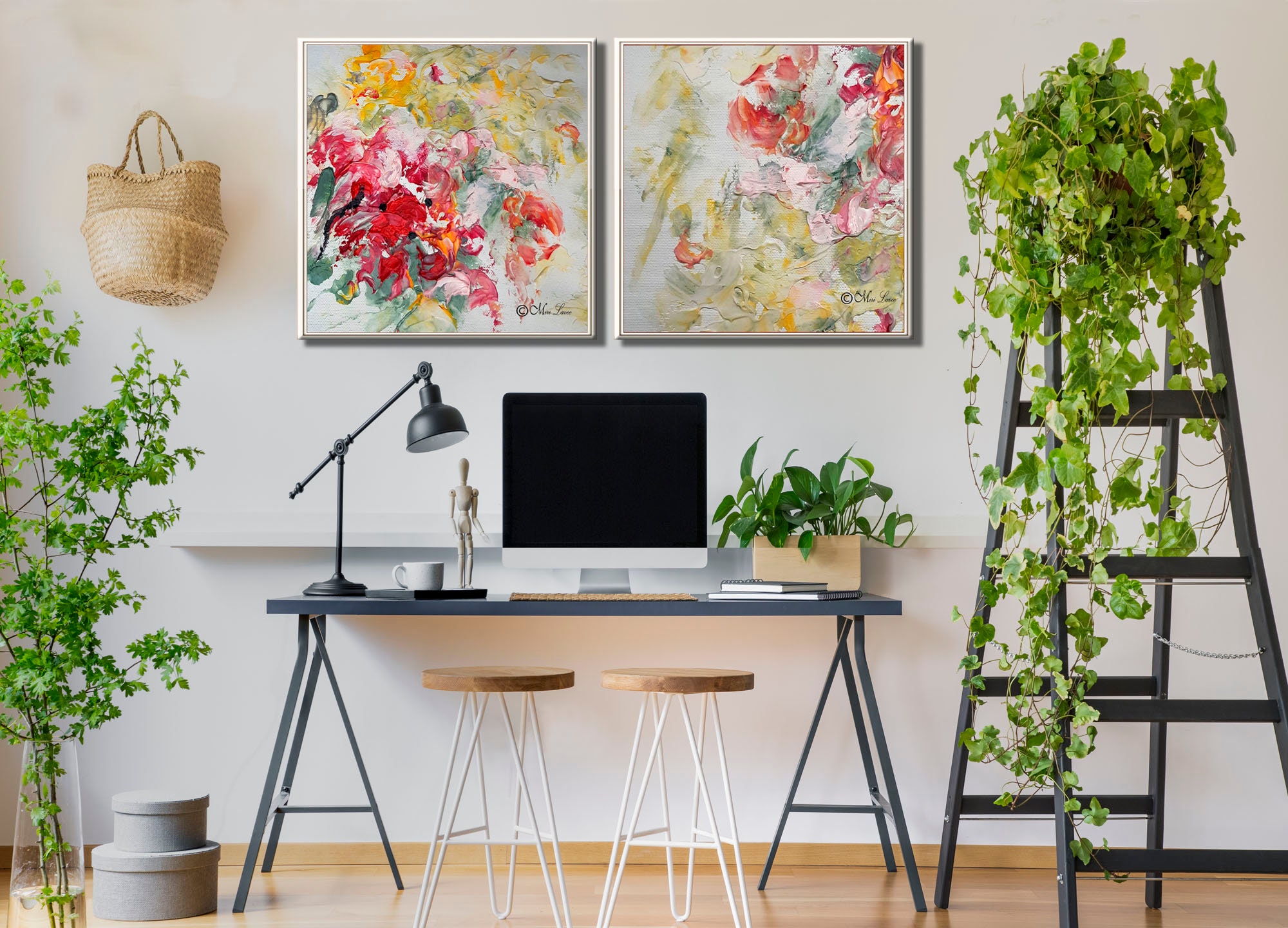 Vertical Wall Art Set of 2 Abstract Canvas Art Print - Etsy